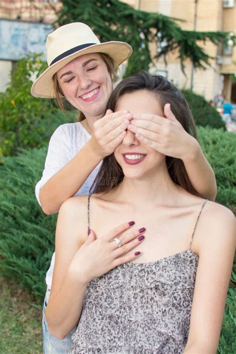 Who Is There Two Girls Having Fun Stock Image Image Of Hands Beauty