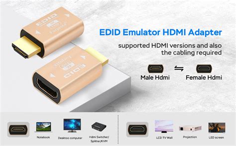 Furjosta Hdmi Emulator Pass Through 4k Ultra Thin Adapter Aluminum Fit Headlesskeep The Edid Of