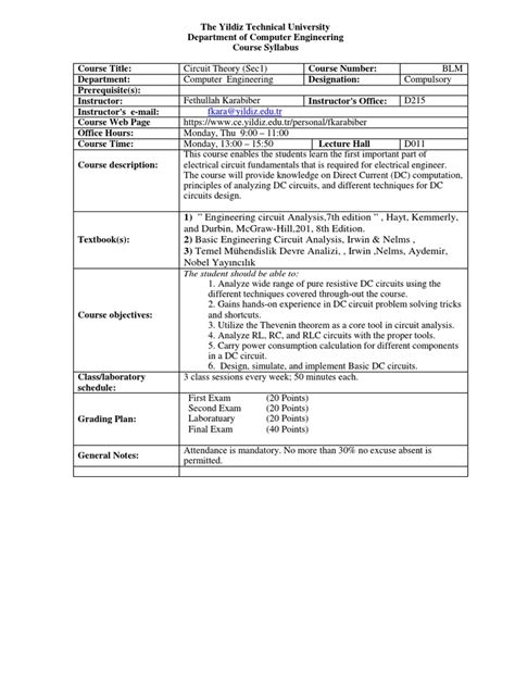 Circuit Theory Syllabus Pdf Pdf Electrical Network Engineering