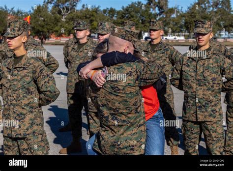 Marines With Delta Company 1st Recruit Training Battalion Embrace