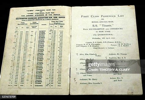 A List Of First Class Passengers For The Rms Titanic Is Displayed