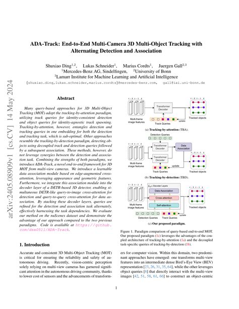 Pdf Ada Track End To End Multi Camera 3d Multi Object Tracking With