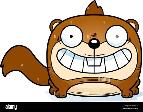 A Cartoon Illustration Of A Squirrel Happy And Smiling Stock Vector