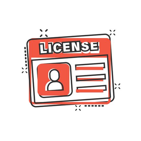 Driver License Icon In Comic Style Id Card Cartoon Vector Illustration