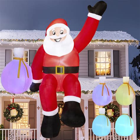 Joiedomi 10 Ft Christmas Inflatables Santa With T Bags