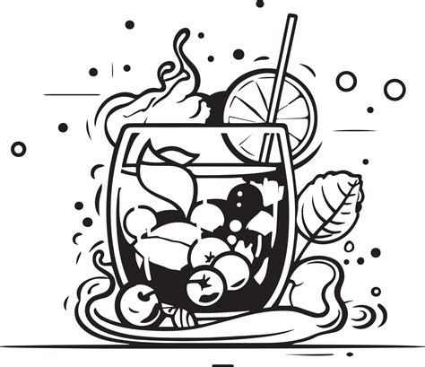 Hand Drawn Vintage Cocktail Logo In Flat Line Art Style 24787049 Png
