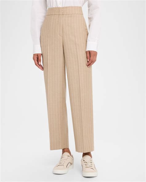Peserico Cropped Pinstripe Wool Blend Pants Neiman Marcus