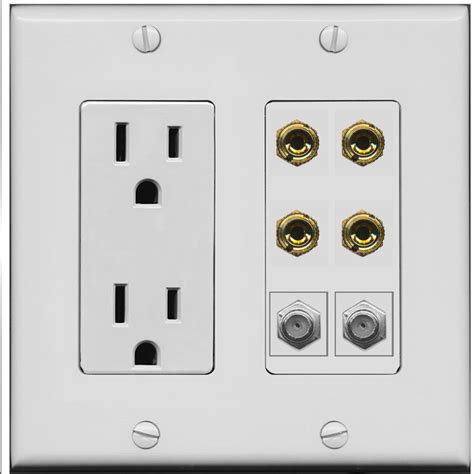 Riteav 4 Port Banana 2 Speaker Binding Post 2 Coax Wall Plate Outlet