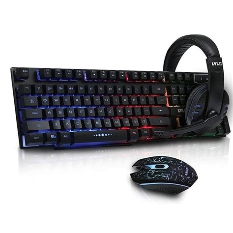 Kit Gaming 3 En 1 Rgb Light Keyboard Mouse Audífonos Con Micorfono Lvlup Level Up Lu745