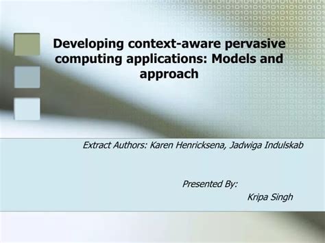 ppt developing context aware pervasive computing applications models and approach powerpoint