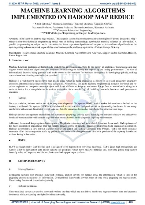 Pdf Machine Learning Algorithms Implemented On Hadoop Map Reduce