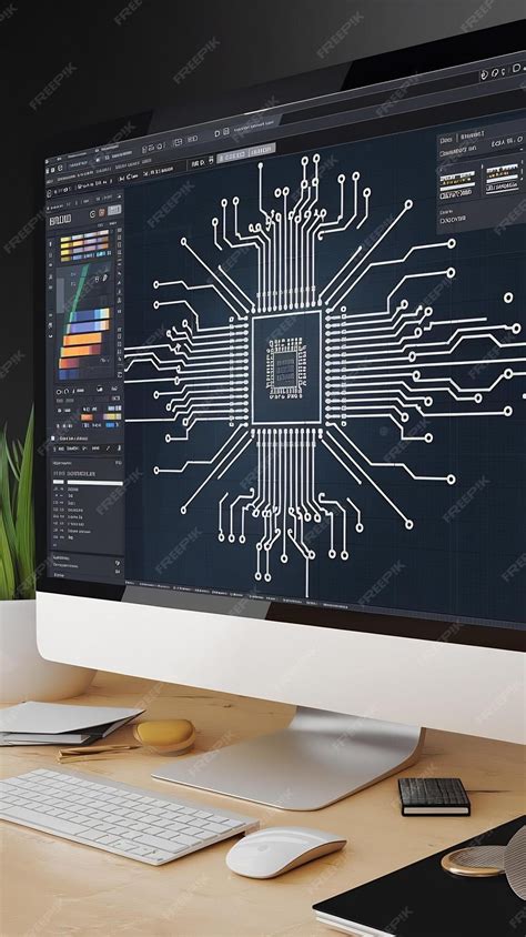 Light Interface Mockup Of Professional Cad Computer Software With Digital Diagram Of Circuit