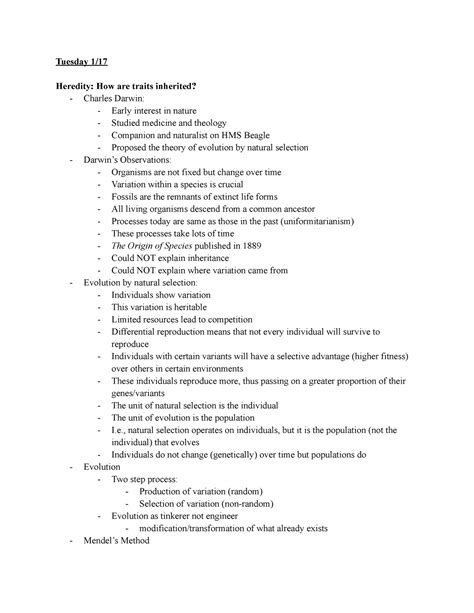 Anth 376 Week 2 Inheritance And Evolution Tuesday 1 Heredity How Are Traits Inherited
