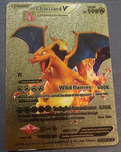 Pokemon Tcg Charizard V Gold Foil Fan Art Card Hp 508 Free Shipping Ebay