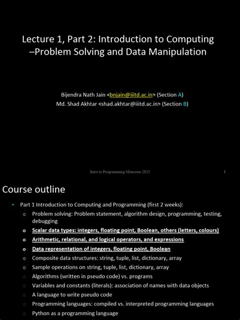 lecture 1 part 2 introduction to computing problem solving and data
