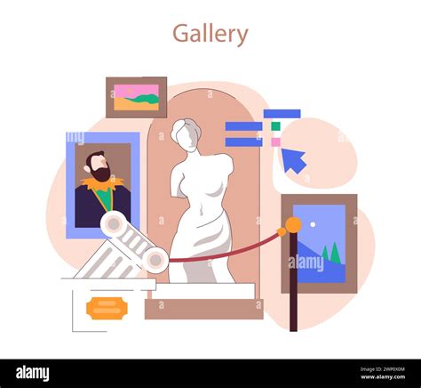 Museum Or Art Gallery Space Showcasing Diverse Artworks From Classic