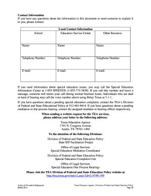 Fillable Online Notice Of Procedural Safeguards Legal Framework Fax Email Print PdfFiller