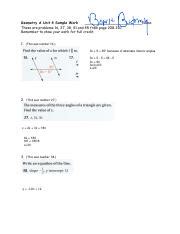 Geometry A Unit Sample Work Pdf Geometry A Unit Sample Work Name These Are Problems