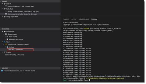 Docker Extension In Vs Code Can Not Get The List Of Pushed Image From Azure Registry · Issue