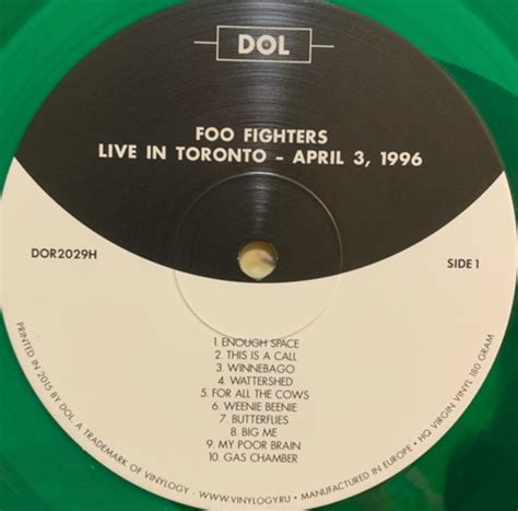 Foo Fighters Live In Toronto April 3 1996 Green Vinyl Diggers