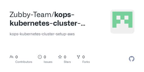 GitHub Zubby Team Kops Kubernetes Cluster Setup Aws Kops Kubernetes