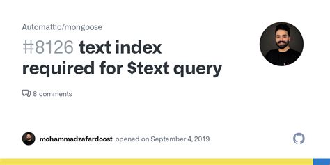 Text Index Required For Text Query · Issue 8126 · Automatticmongoose