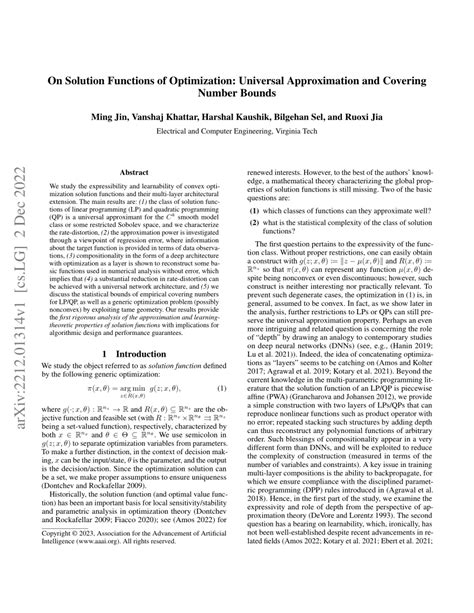 Pdf On Solution Functions Of Optimization Universal Approximation