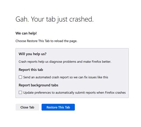 Firefox Tab Crash When Accessing Server Anyone Know How To Fix This