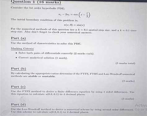 Consider The 1 St Order Hyperbolic Pde
