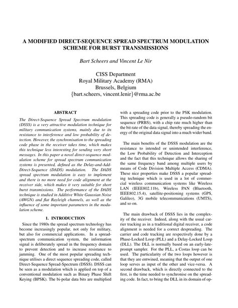 pdf a modified direct sequence spread spectrum modulation scheme for burst transmissions