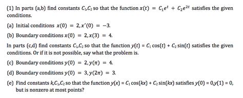 Solved In Parts A B Find Constants C1 C2 So That The