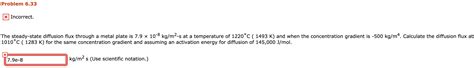 Solved Problem X Incorrect The Steady State Diffusion Chegg