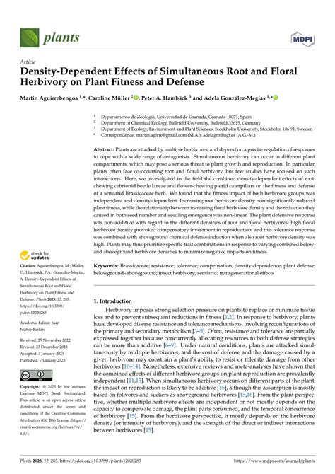 Pdf Density Dependent Effects Of Simultaneous Root And Floral