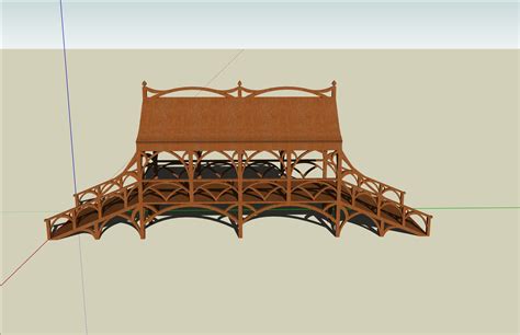 精细镂空带顶中式木桥su模型 景观建筑 土木在线
