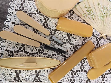 Vintage Celluloid Vanity Set Etsy