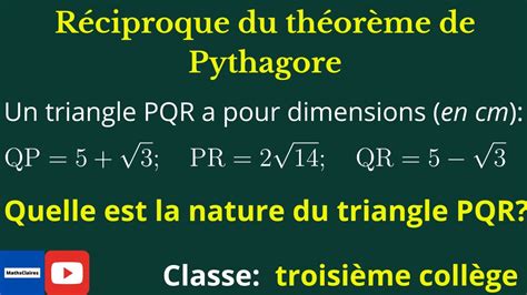 Montrer qu un triangle est rectangle en utilisant la réciproque du