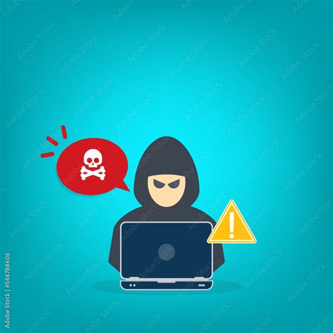 Hacker Cyber Criminal With Laptop Stealing User Personal Data Hacker Attack And Web Security
