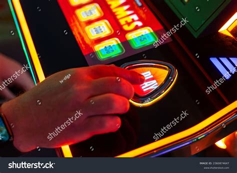 Man Presses Button Play Slot Machine Stock Photo Shutterstock