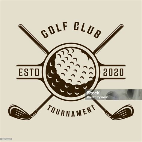 골프 클럽 로고 빈티지 벡터 일러스트 레이 션 템플릿 아이콘 그래픽 디자인 공과 스포츠 기호의 막대기 또는 토너먼트 또는 클럽에