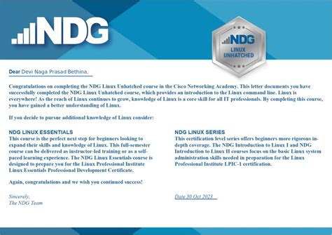 Successfully Completed My Linux Certification In Cisco Networking
