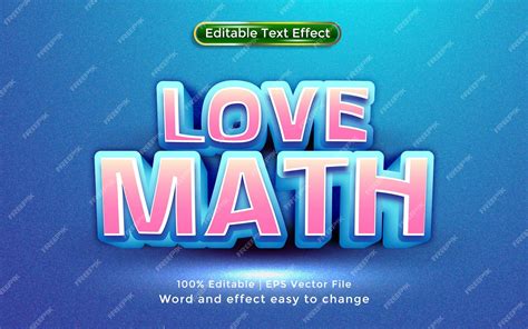Premium Vector Love Math Text 3d Style Editable Text Effect