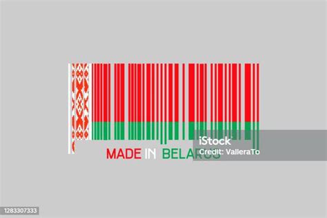 벨라루스에서 만든 벨라루스의 국기의 형태로 바코드 회색 배경에서 격리됩니다 가격에 대한 스톡 벡터 아트 및 기타 이미지 가격 개념 개념과 주제 Istock