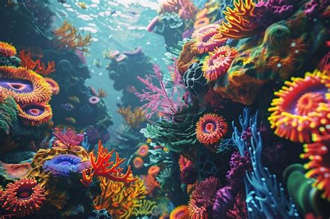 Premium Photo Abstract Underwater Scene With Colorful Coral Reef