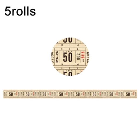 เทป Washi Retro 5 ม้วนสำหรับสมุดวางแผนสมุดไดอารี่สี ตั๋วเก่า