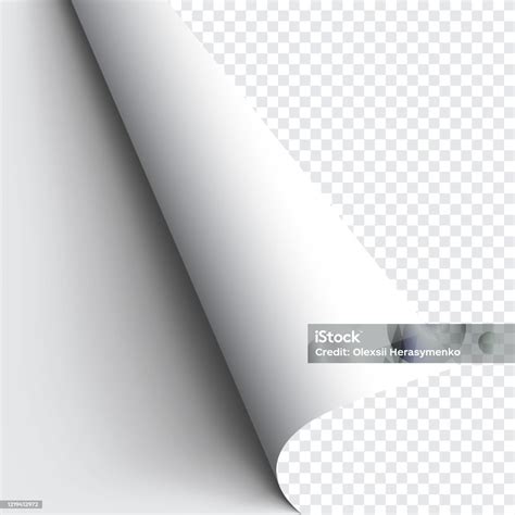 부드러운 그림자 현실적인 종이 페이지 모형 투명 한 배경에 종이의 말린된 모서리 종이에 대한 스톡 벡터 아트 및 기타 이미지 종이 둥글게 말려진 신문 Istock