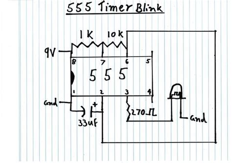 555 Timer Blink Circuit Electronics Projects