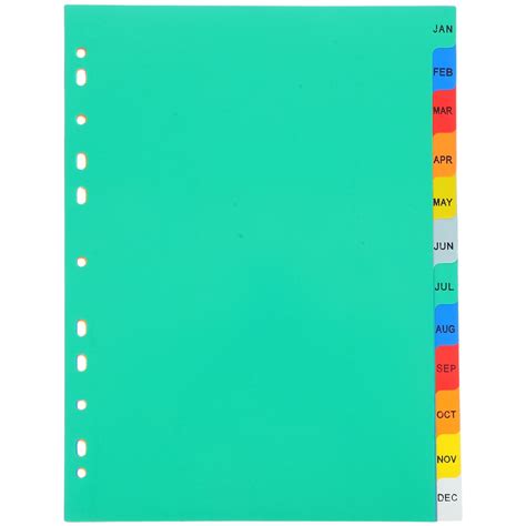 Worgeous 12pcs Plastic Binder Dividers With Index Tabs File Separator Sheets For School Home