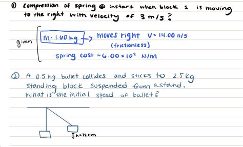 Compression Of Spring Instart When Block Is Moving To The Right With Velocity Of M S