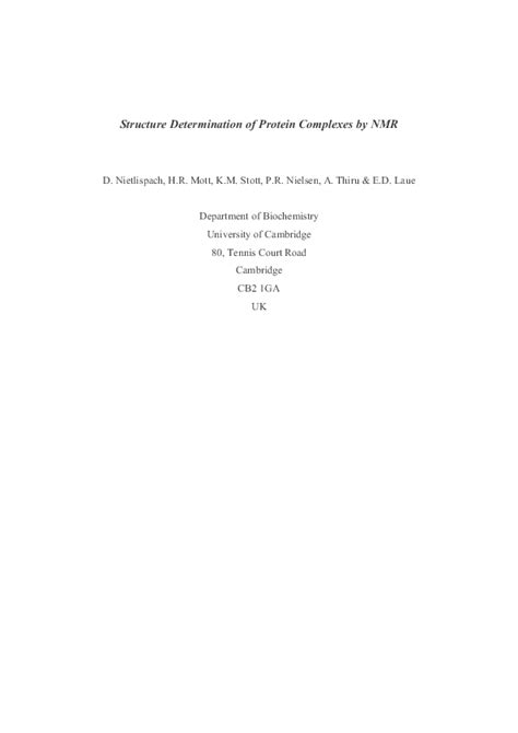 Pdf Structure Determination Of Protein Complexes By Nmr