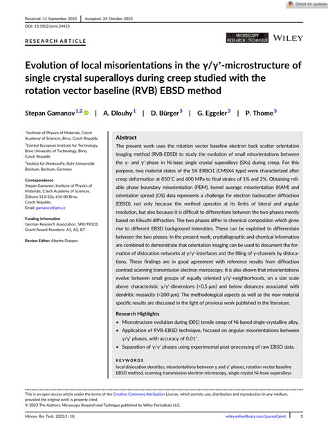 Pdf Evolution Of Local Misorientations In The γγ Microstructure Of Single Crystal